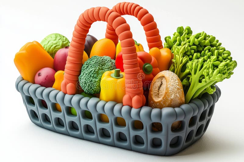 The Food Basket is Depicted As a Realistic, Modern Icon in a 3D Format ...