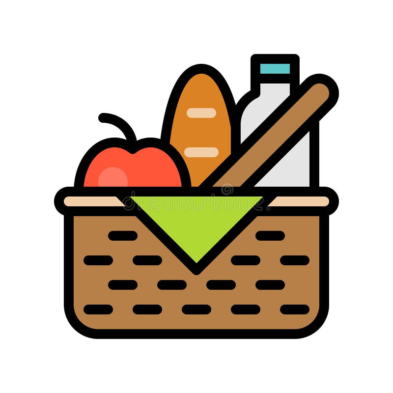 Food Basket Vector, Spring Season Filled Icon Editable Stroke Stock ...