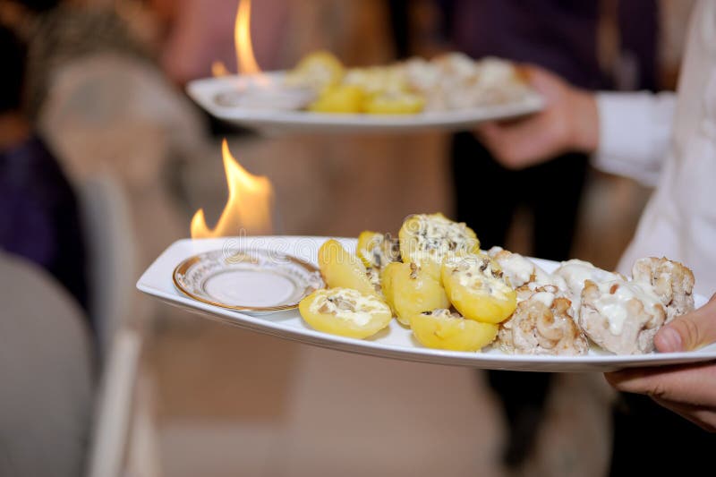 Food Being Served at Dinner Table Stock Photo - Image of horizontal ...