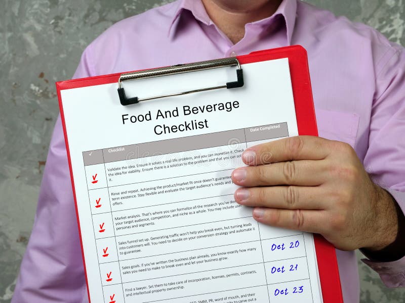 Food and Beverage Checklist Sign on the Page Stock Image - Image of ...