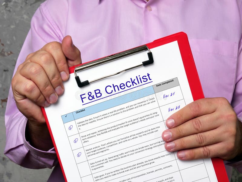 Food and Beverage F&B Checklist Sign on the Page Stock Image - Image of okay, checklist: 211538285
