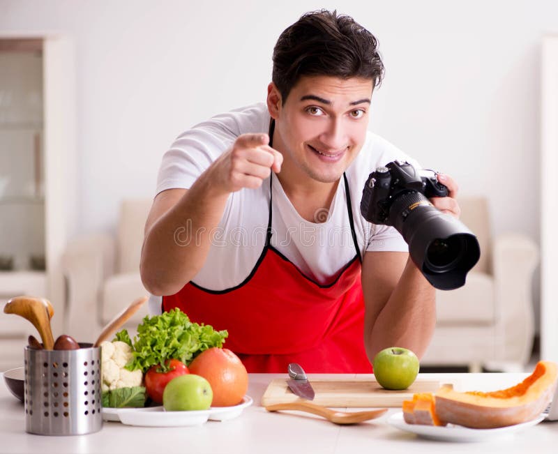 Food Blogger Working in the Kitchen Stock Image - Image of internet ...
