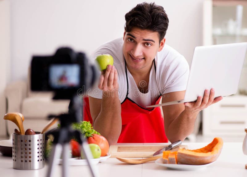 Food Blogger Working in the Kitchen Stock Photo - Image of blog ...