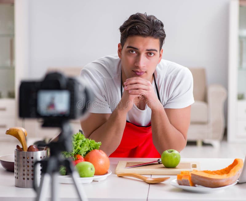 Food Blogger Working in the Kitchen Stock Photo - Image of pastry ...