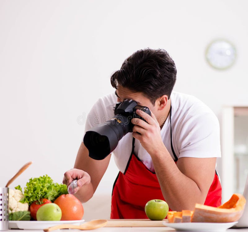 Food Blogger Working in the Kitchen Stock Photo - Image of beautiful ...