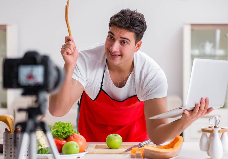 Food Blogger Working in the Kitchen Stock Photo - Image of freelancing ...