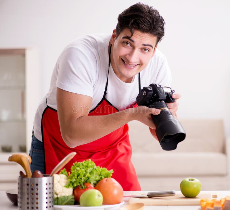 Food Blogger Working in the Kitchen Stock Photo - Image of dish ...