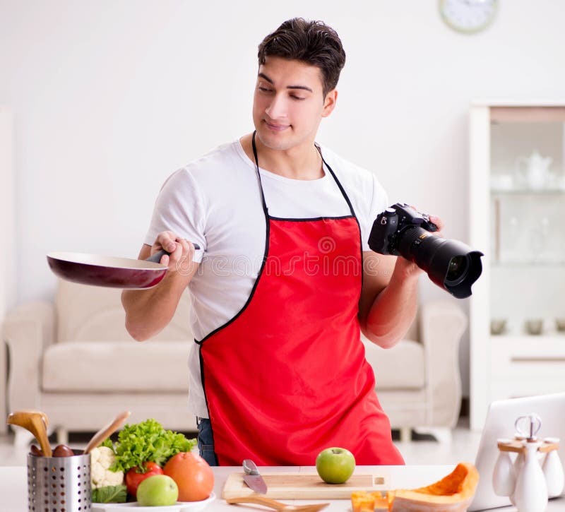 Food Blogger Working in the Kitchen Stock Photo - Image of female ...