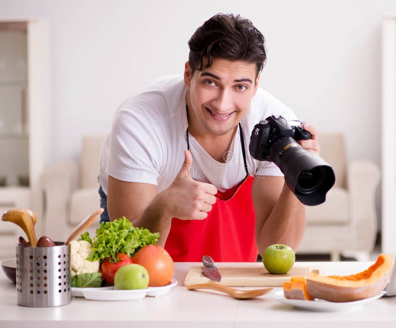 Food Blogger Working in the Kitchen Stock Photo - Image of meal, cook ...