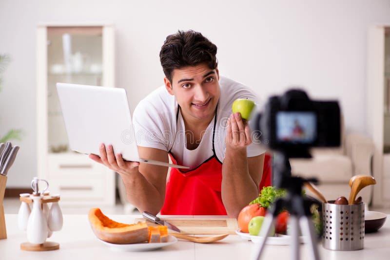 The Food Blogger Working in the Kitchen Stock Image - Image of meal ...