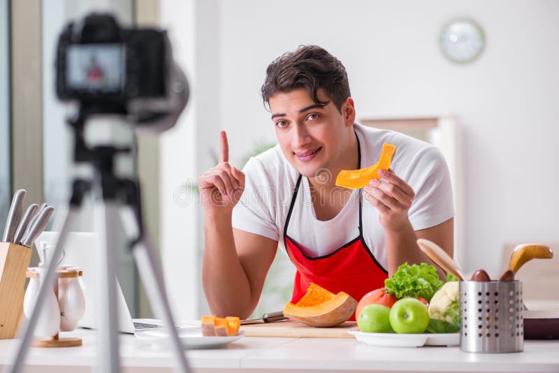 The Food Blogger Working in the Kitchen Stock Photo - Image of blog ...
