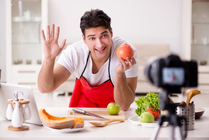 The Food Blogger Working in the Kitchen Stock Photo - Image of dessert ...