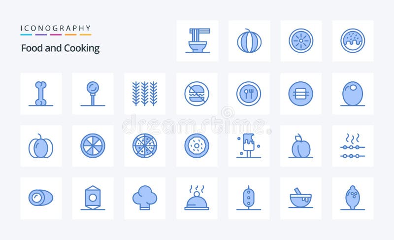 25 Food Blue icon pack stock vector. Illustration of pumpkin - 264535922