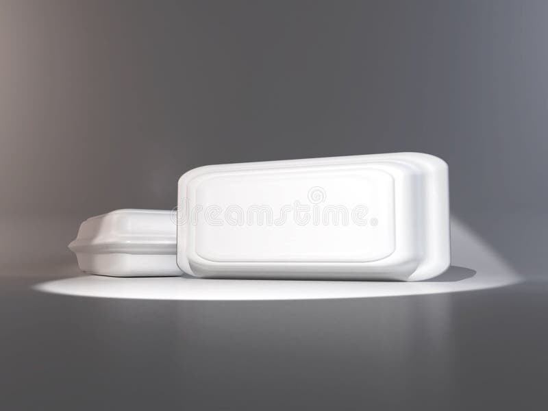 Styrofoam Food Box Packaging 3D Mockup Scene Stock Illustration ...