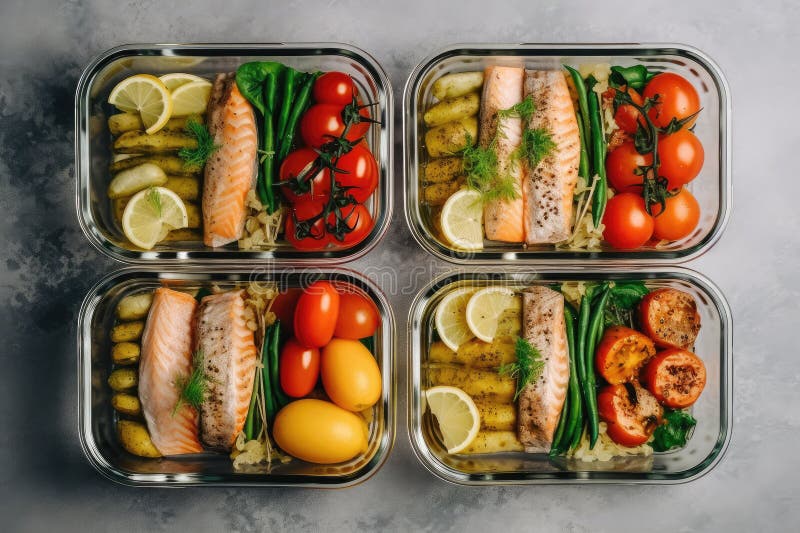 Food in the Boxes. Proper Nutrition Stock Image - Image of generative ...