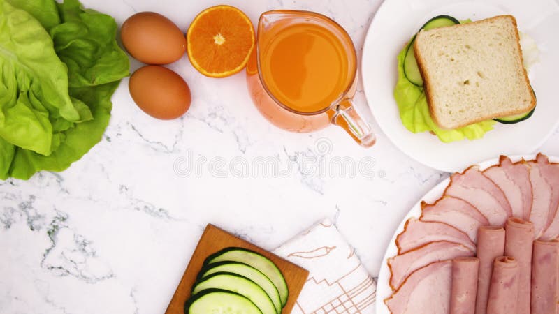 Food for Breakfast Blinking on Marble Table - Stop Motion Stock Footage ...
