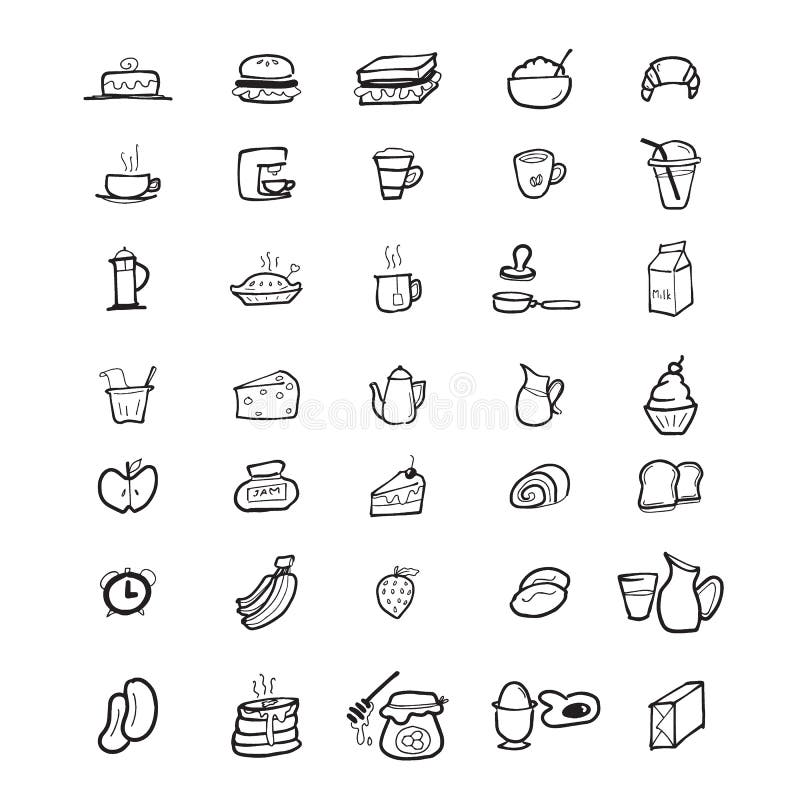Food brush icons set stock vector. Illustration of menu - 74939307