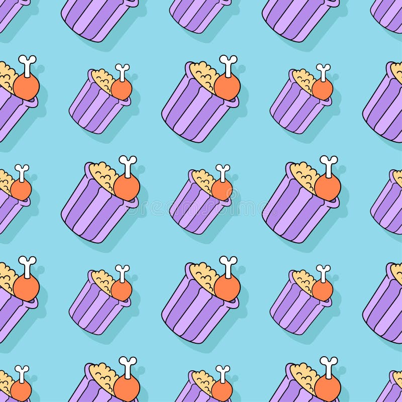Food Bucket Seamless Repeat Pattern. Background Illustration Stock ...