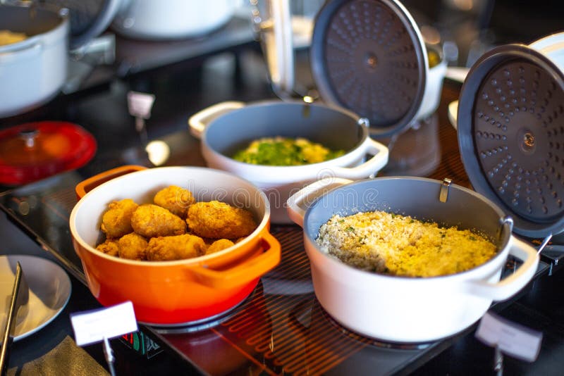 Food on the Shelves in the Self-service Buffet. Food Buffet in ...