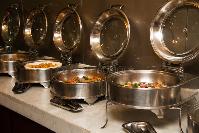 Food Buffet in Restaurant. Close Up Stock Image - Image of indian ...