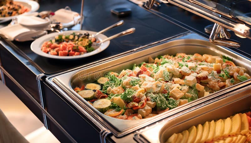 Food Buffet Table stock illustration. Illustration of buffet - 336146453