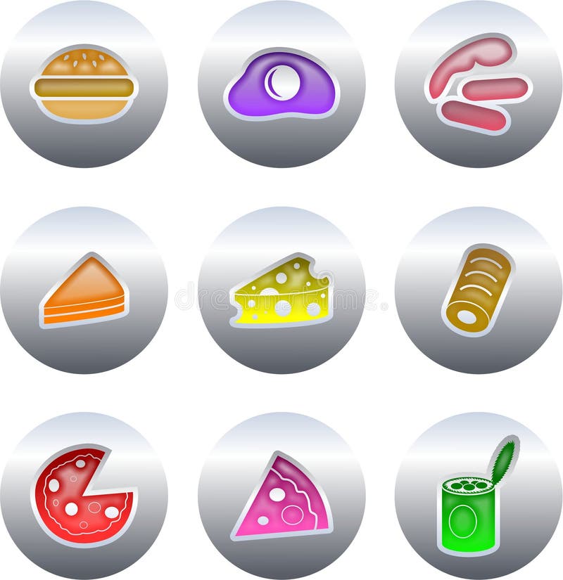 Food buttons stock illustration. Illustration of burger - 3615245