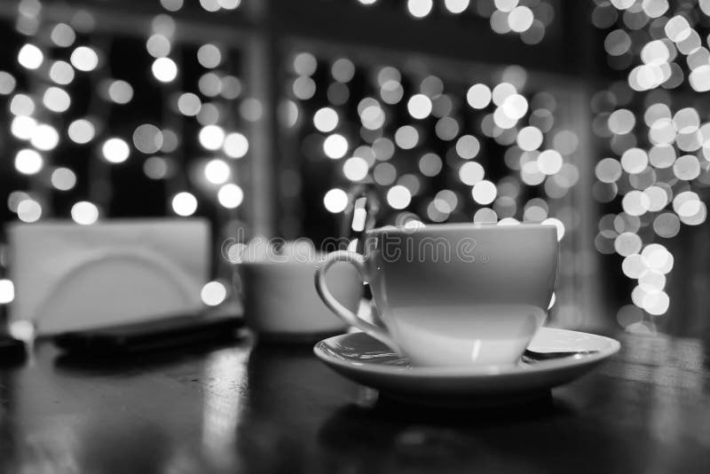 Objects in the Cafe on the Table Stock Photo - Image of dark, black ...