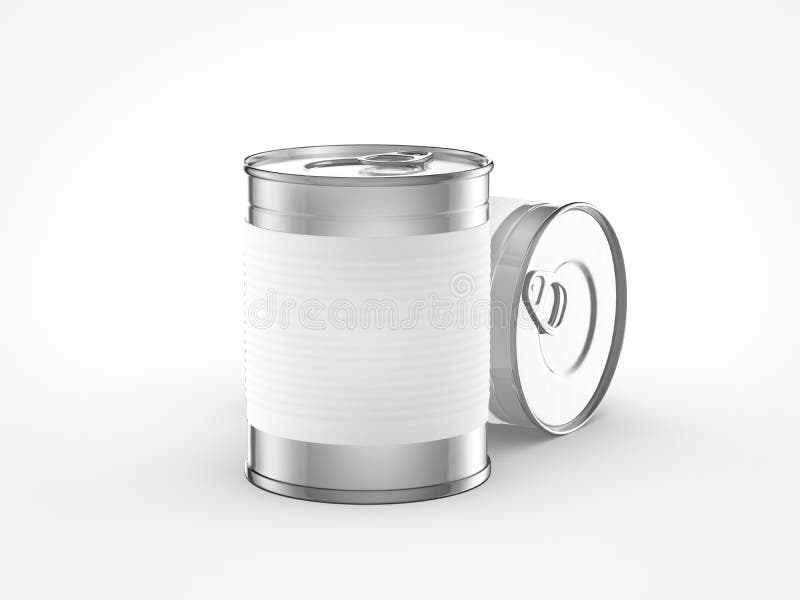 Food can with white label stock illustration. Illustration of preserved ...