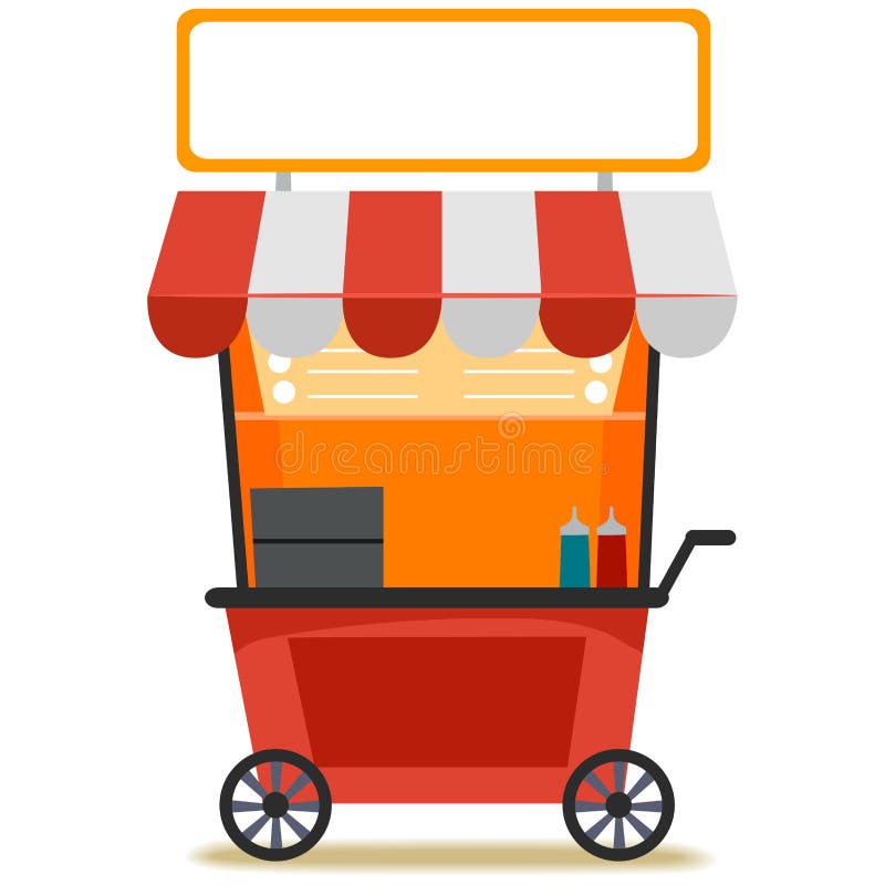 Food Cart with Blank Signage Stock Vector - Illustration of franchise ...