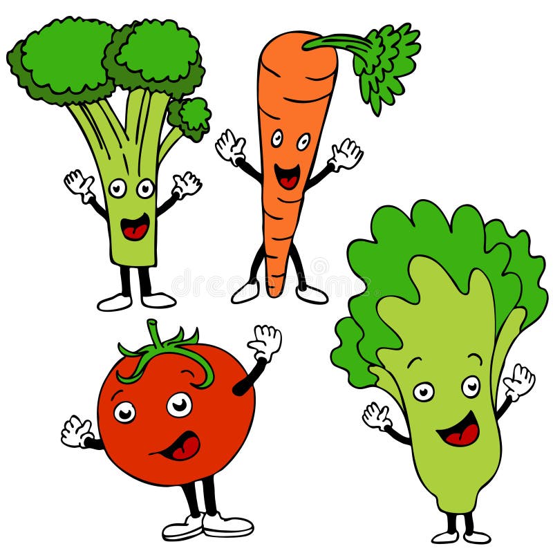 Food Cartoon Characters stock vector. Illustration of design - 15695508