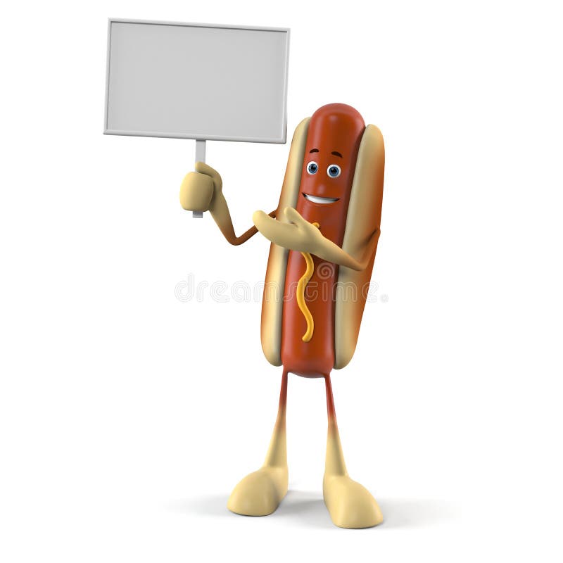 Hot Dog Character Holding Sign Stock Vector - Illustration of picnic ...