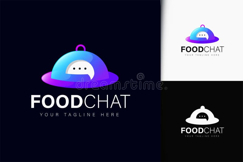Food Chat Logo Design with Gradient Stock Vector - Illustration of ...