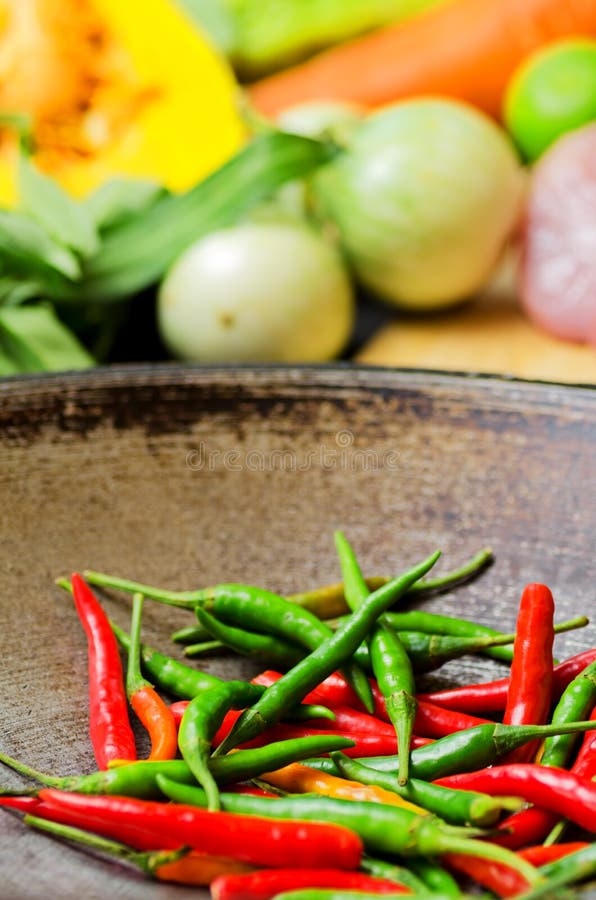 Chilli Pepper on a Kitchen Table Stock Photo - Image of healthy ...