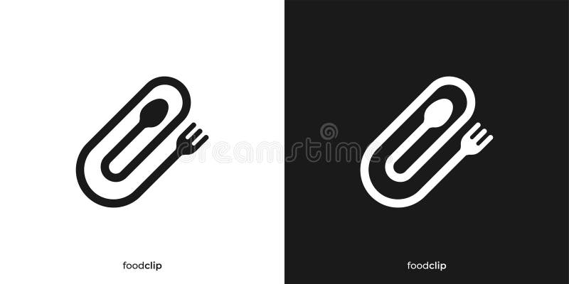 Simple Food Clip Logo. Paper Clip and Fork Spoon Icon Graphic Stock ...