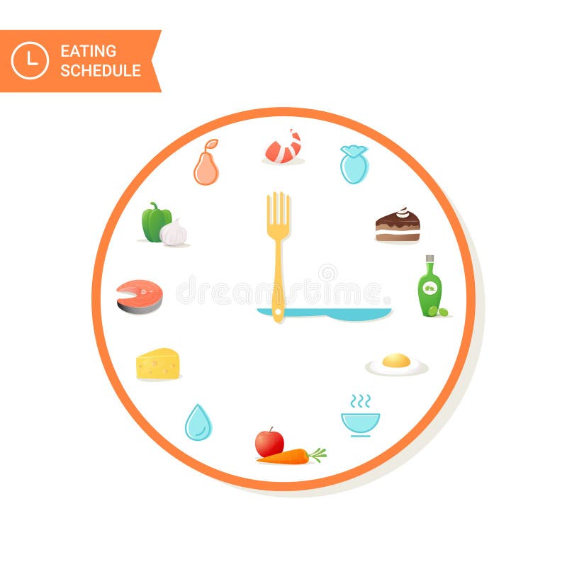 Food and Clock. Eating Schedule Infographics Elements Stock Vector ...