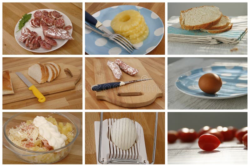 Food collage stock image. Image of bread, plate, ananas - 25048505