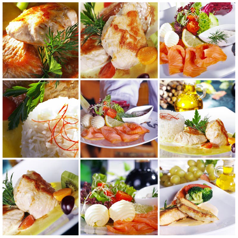 Food collage stock photo. Image of gastro, salomon, meat - 38780102