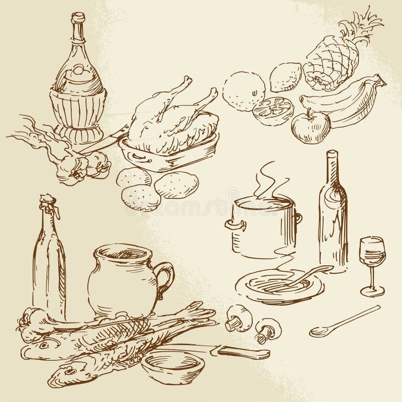 Food collection - drawing stock vector. Illustration of icon - 31707416