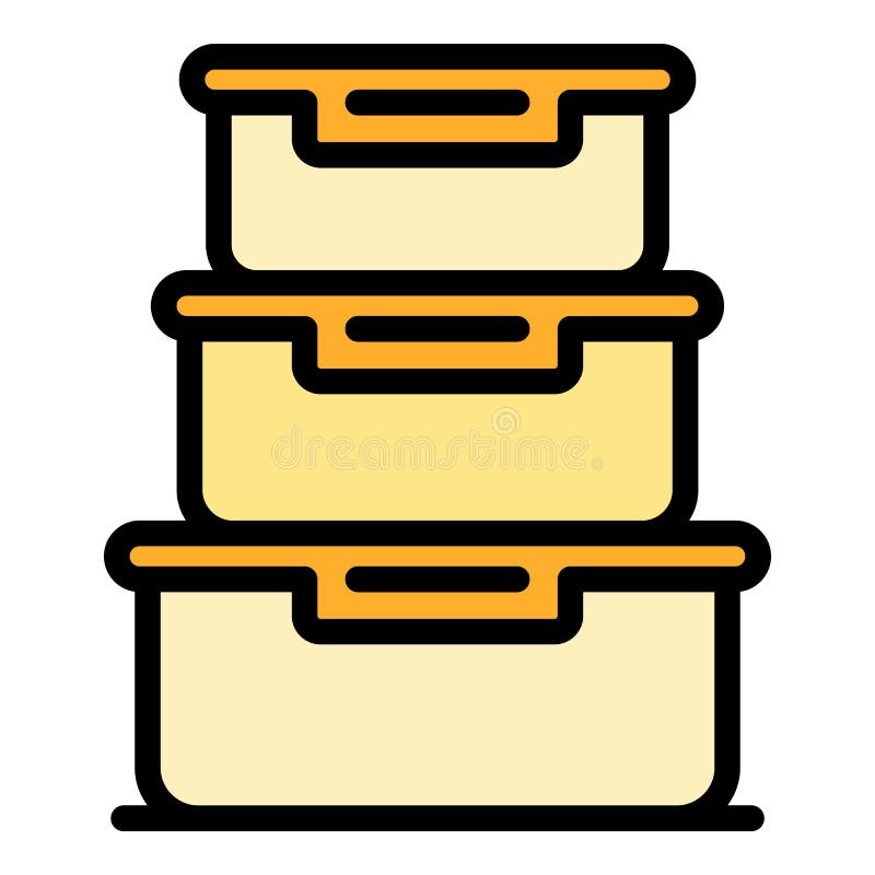 Food Containers Icon Color Outline Vector Stock Vector - Illustration ...