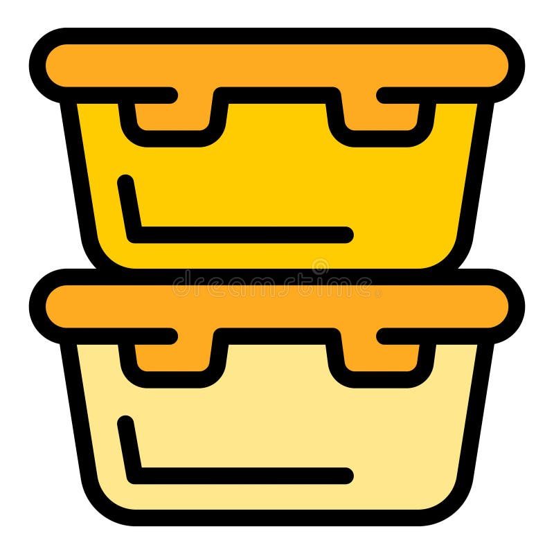 Food Containers Icon Vector Flat Stock Vector - Illustration of outline ...