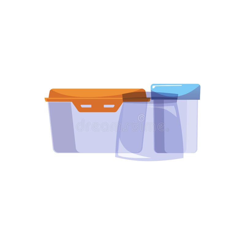 Plastic Lunch Box with Lid Flat Cartoon Vector Illustration Isolated on ...