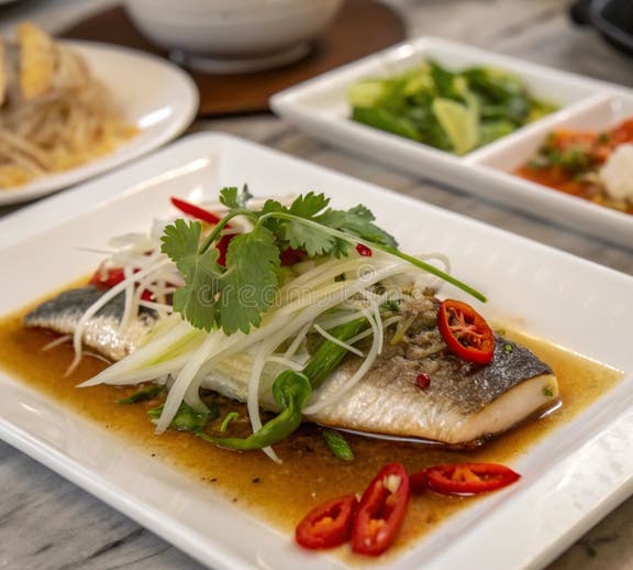 Close-up Photo of Steamed Sea Bass, Chinese Cuisine and Chinese Food ...