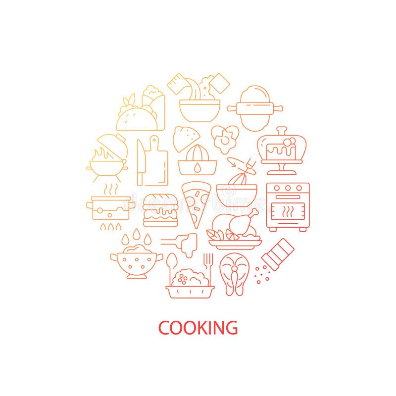 Food Cooking Abstract Gradient Linear Concept Layout with Headline ...