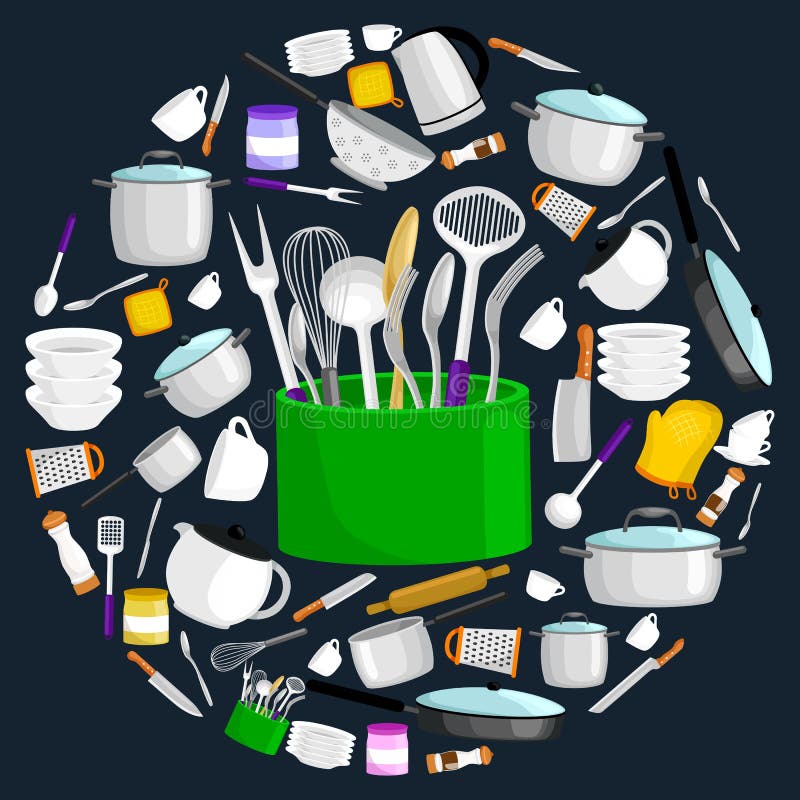Food and Cooking Banner Set with Kitchenware Utensils Stock Vector ...