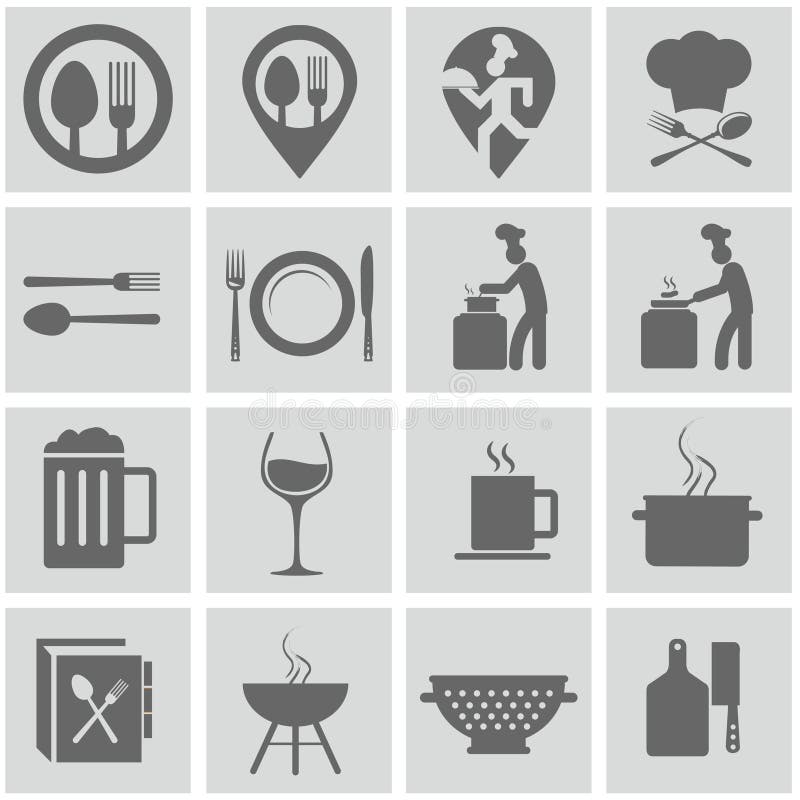 Food and cooking icon set stock vector. Illustration of chef - 39636266