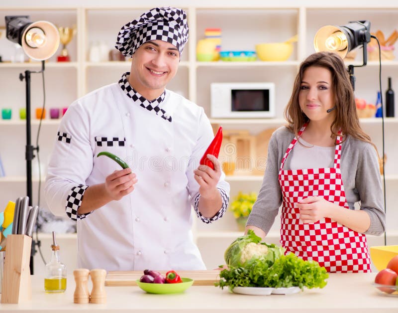 Food Cooking Tv Show in the Studio Stock Image - Image of dish ...