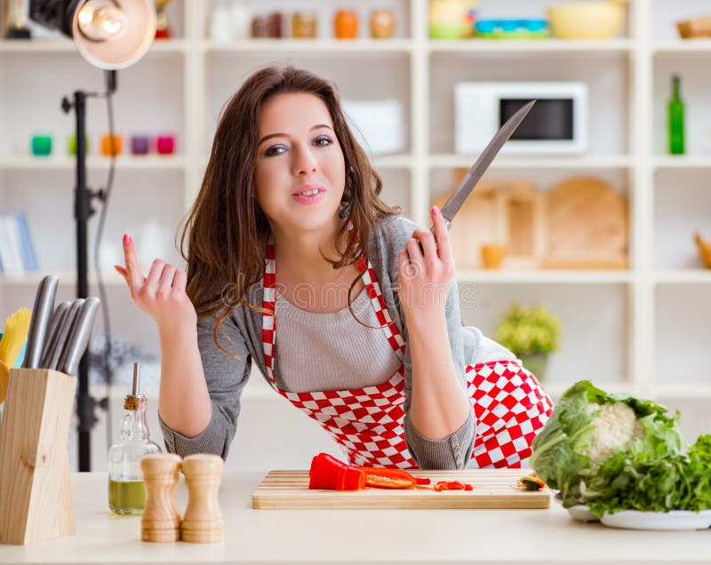 Food Cooking Tv Show in the Studio Stock Image - Image of cooking ...