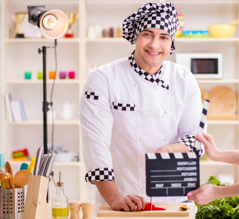 Food Cooking Tv Show in the Studio Stock Image - Image of kitchen ...
