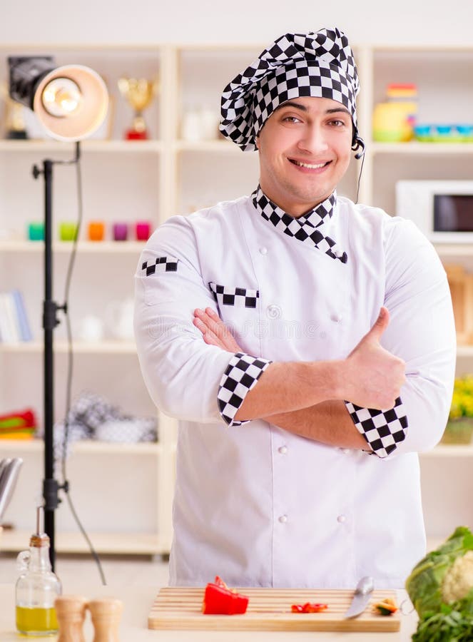 Food Cooking Tv Show in the Studio Stock Image - Image of dish ...