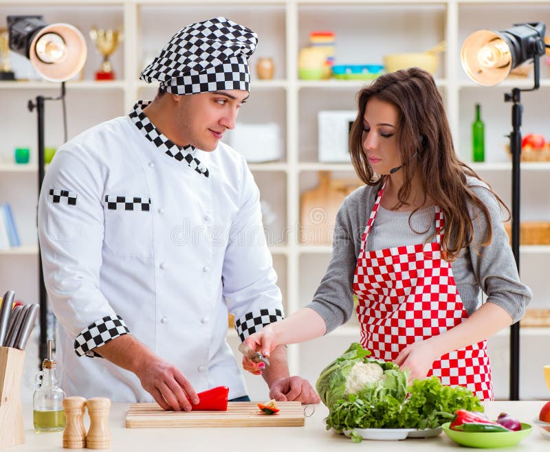 Food Cooking Tv Show in the Studio Stock Photo - Image of gourmet, chef ...